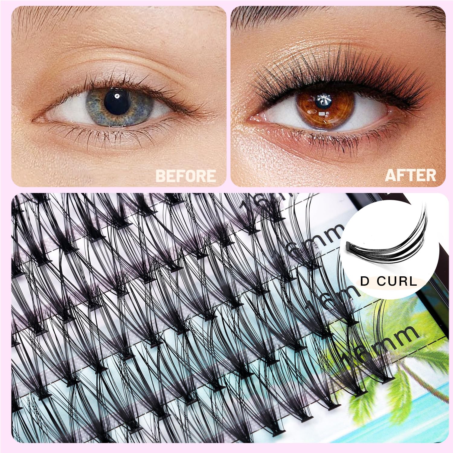 Dedila 200Pcs Handmade Individual False Eyelashes Thickness 0.07mm D Curl Mixed 10-12-14mm /11-13-15mm/12-14-16mm/16-18-20mm 3D Volume Cluster Eye Lashes Etensions (12-14-16mm)