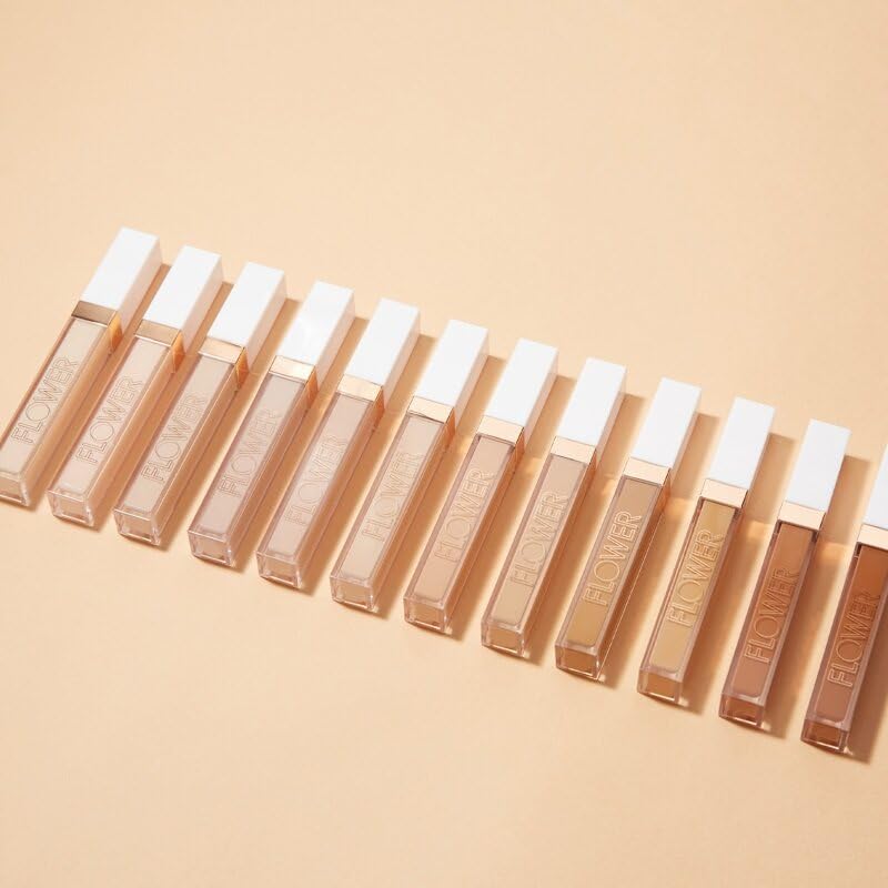 FLOWER Beauty By Drew Barrymore Light Illusion Full Coverage Concealer - Under Eye Concealer + Discoloration Concealer - Dark Circles - Conceals Blemishes + Fatigue - Seamless Blend (Ivory)