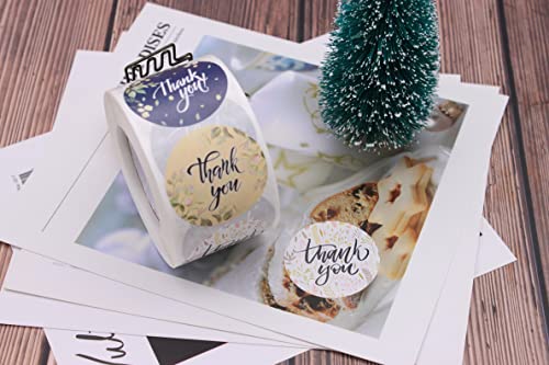 Thank You Stickers, 1000 Pieces Round Shape Labels in 2 Rolls Large Self-Adhesive Thank You Decoration for Holiday, Parties, Home, School, Office