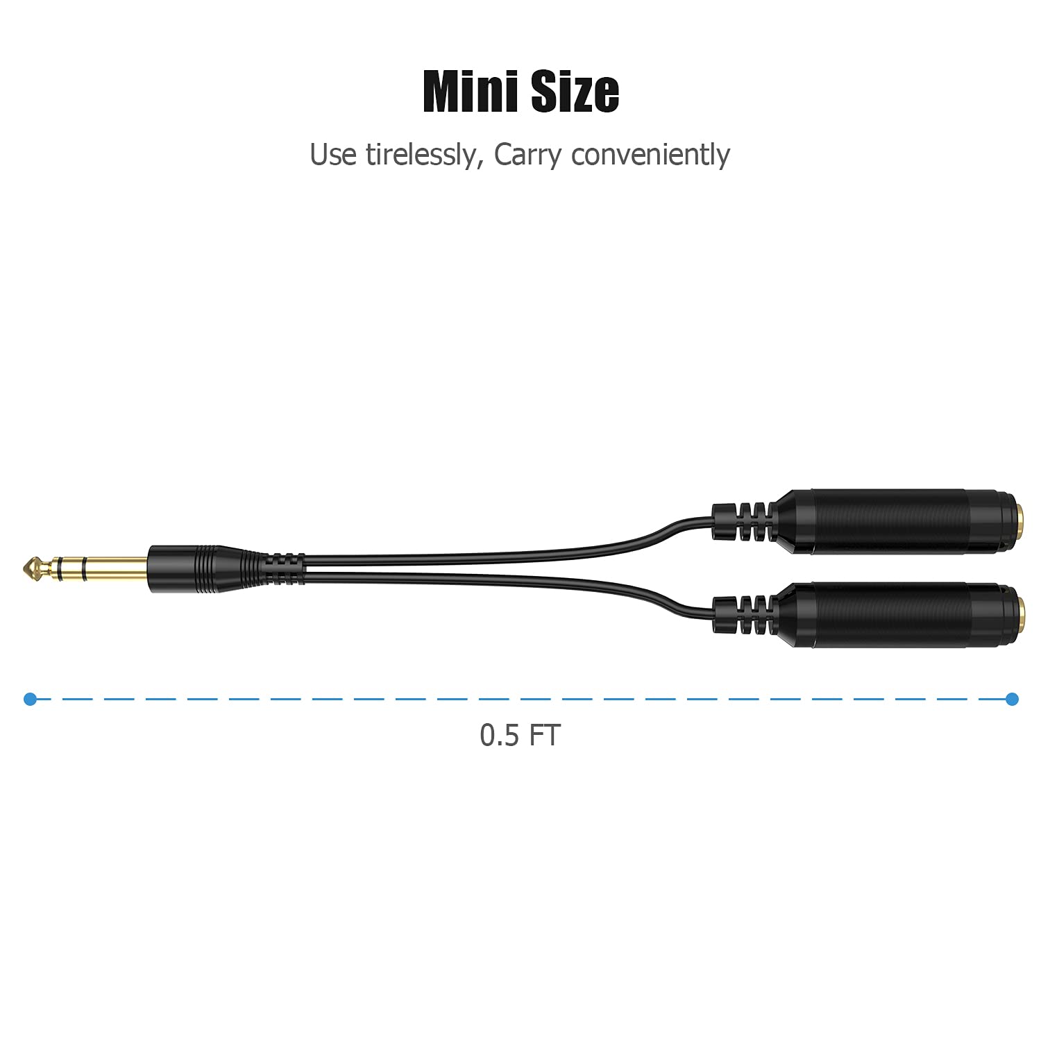 1/4 Splitter, 2 Pack 6.35mm TRS Stereo Headphone Male to 2 Female Splitter Cable, Quarter Inch Y Splitter Adapter UIInosoo for Headphone, Speaker, Guitar, Amplifiers, Mixer, 6 inch