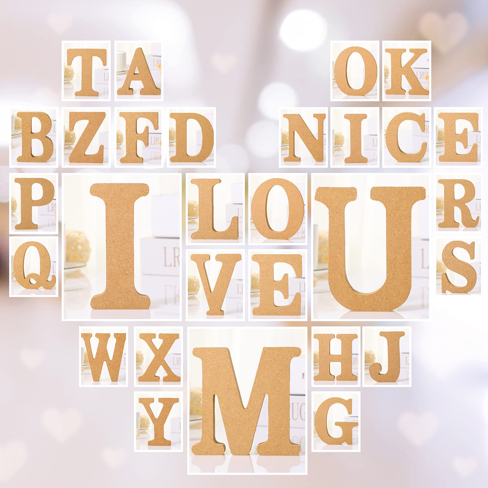 4 Inch DIY Wooden Letters for Crafts Easter Alphabet Letters for Table Decoration Paintable Decorative Letters Standing Letters Slices Sign Board Decoration for Craft Home Party Projects (E Style)