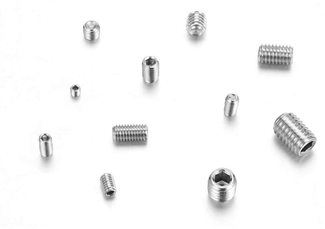 Elantek 24 Kinds #2-56 to 3/8-16 SAE 304-Stainless Steel Internal Hex Drive Cup-Point Set Screws Assortment Kit