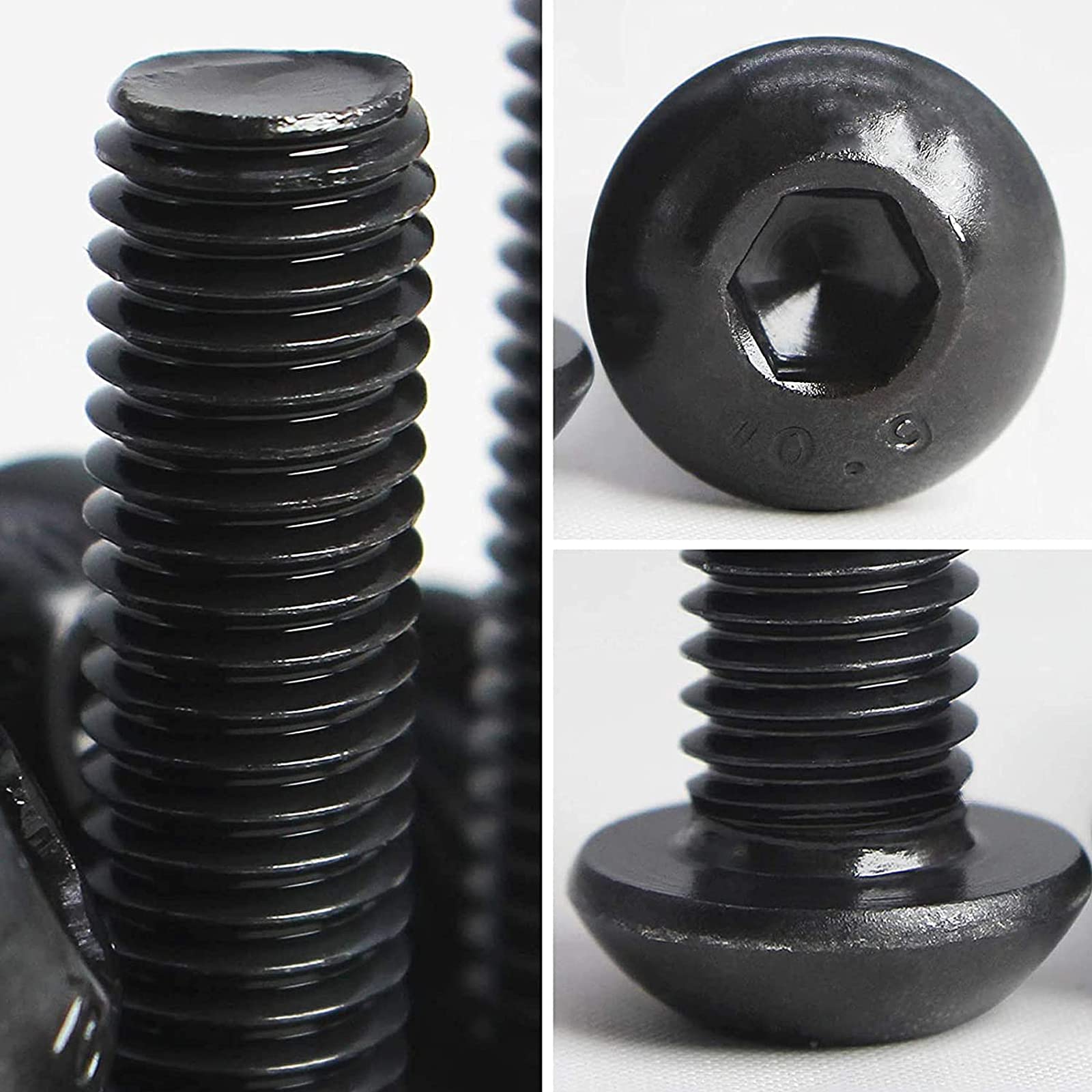 M12-1.75 x 40mm Button Head Socket Cap Screws, 10.9 Grade Alloy Steel, Allen Socket Drive, Black Oxide Finish, Full Thread (10.9 Grade,5 Pcs)