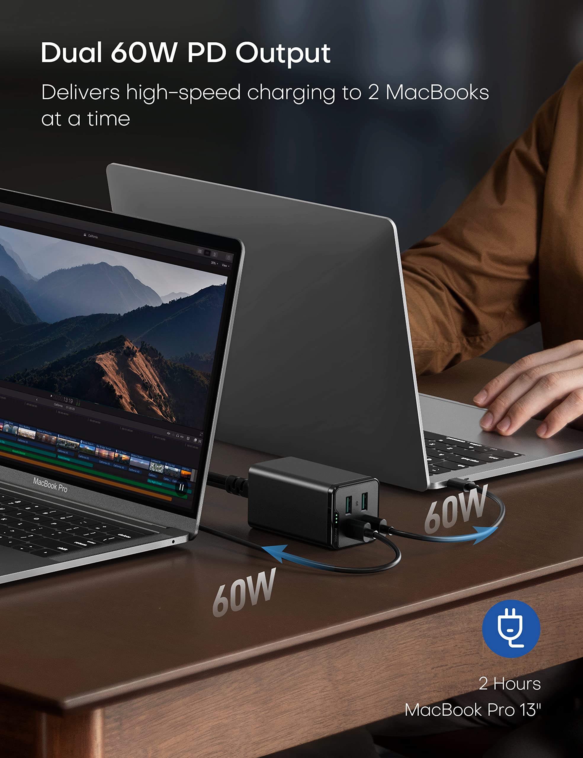 USB C Charger, KOVOL 120W GaN III USB C Charging Station, Powerful USB C Charger 100W, 4 Port Desktop Fast PD 3.0 Charger for MacBook Pro/Air, Dell, iPad Pro, iPhone 13/12, Galaxy and More
