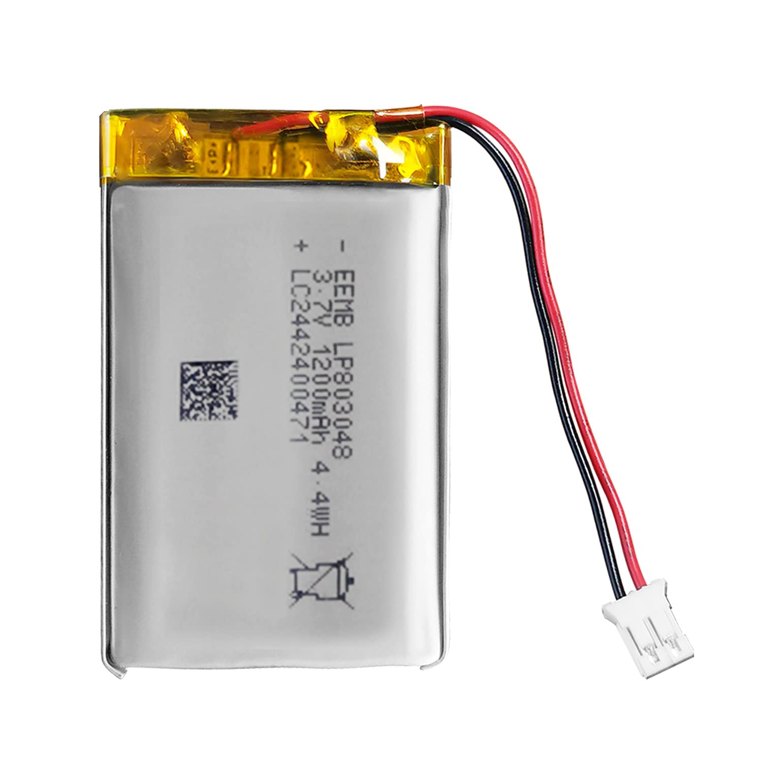 EEMB Lithium Polymer Battery 3.7V 1200mah 803048 Lipo Rechargeable Battery Pack with Wire JST Connector for Speaker and Wireless Device- Confirm Device & Connector Polarity Before Purchase