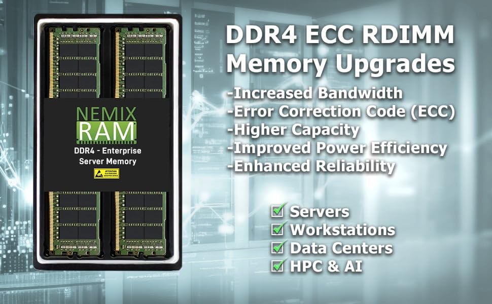 NEMIX RAM 64GB (1X64GB) DDR4 3200MHZ PC4-25600 2Rx4 1.2V CL22 288-PIN ECC RDIMM Compatible with Supermicro MEM-DR464MC-ER32 Registered Server Memory