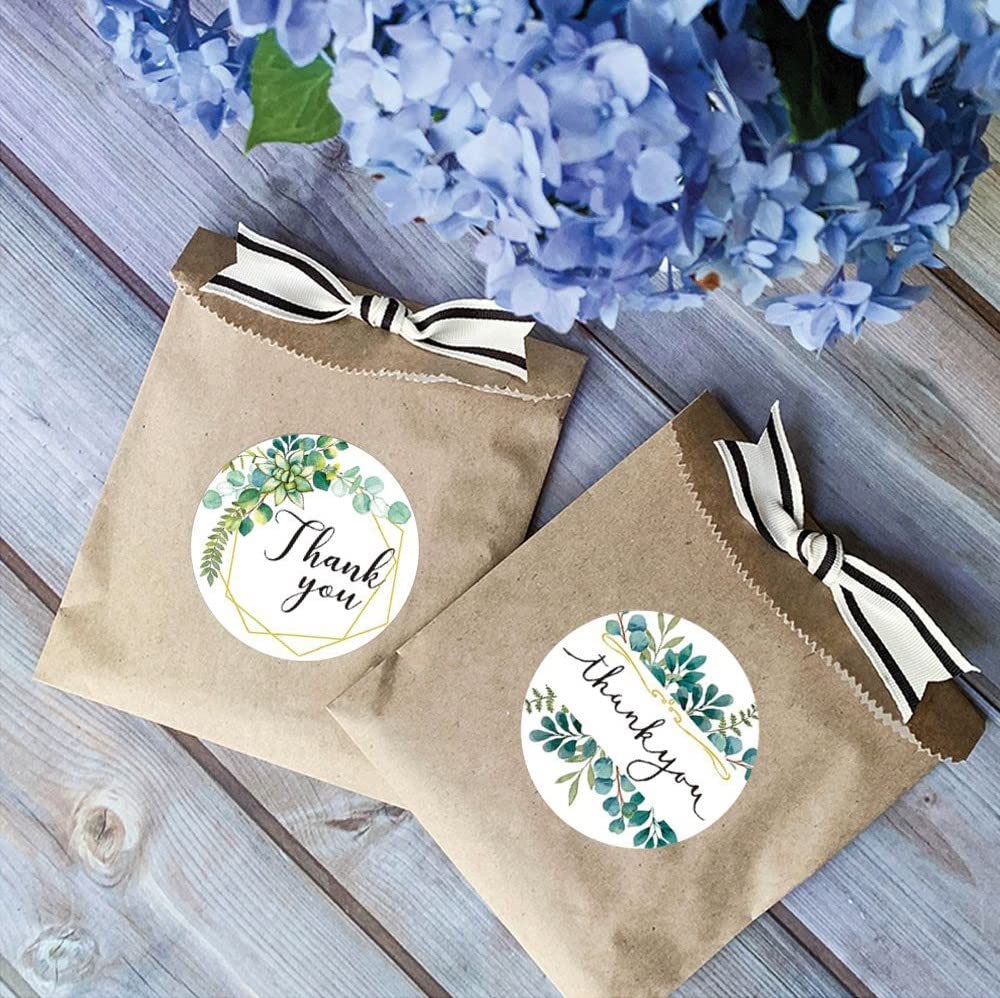 Storrianne Greenery Thank You Stickers - 1 Inch 8 Floral Frames Design 500 Labels for Small Bussiness,Wedding Favors,Birthday Party Favors,Envelope Seals