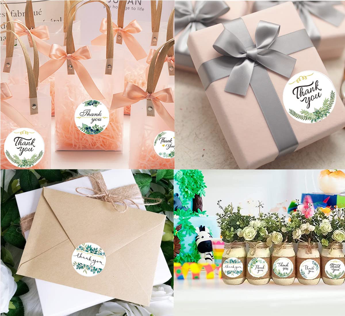 Storrianne Greenery Thank You Stickers - 1 Inch 8 Floral Frames Design 500 Labels for Small Bussiness,Wedding Favors,Birthday Party Favors,Envelope Seals