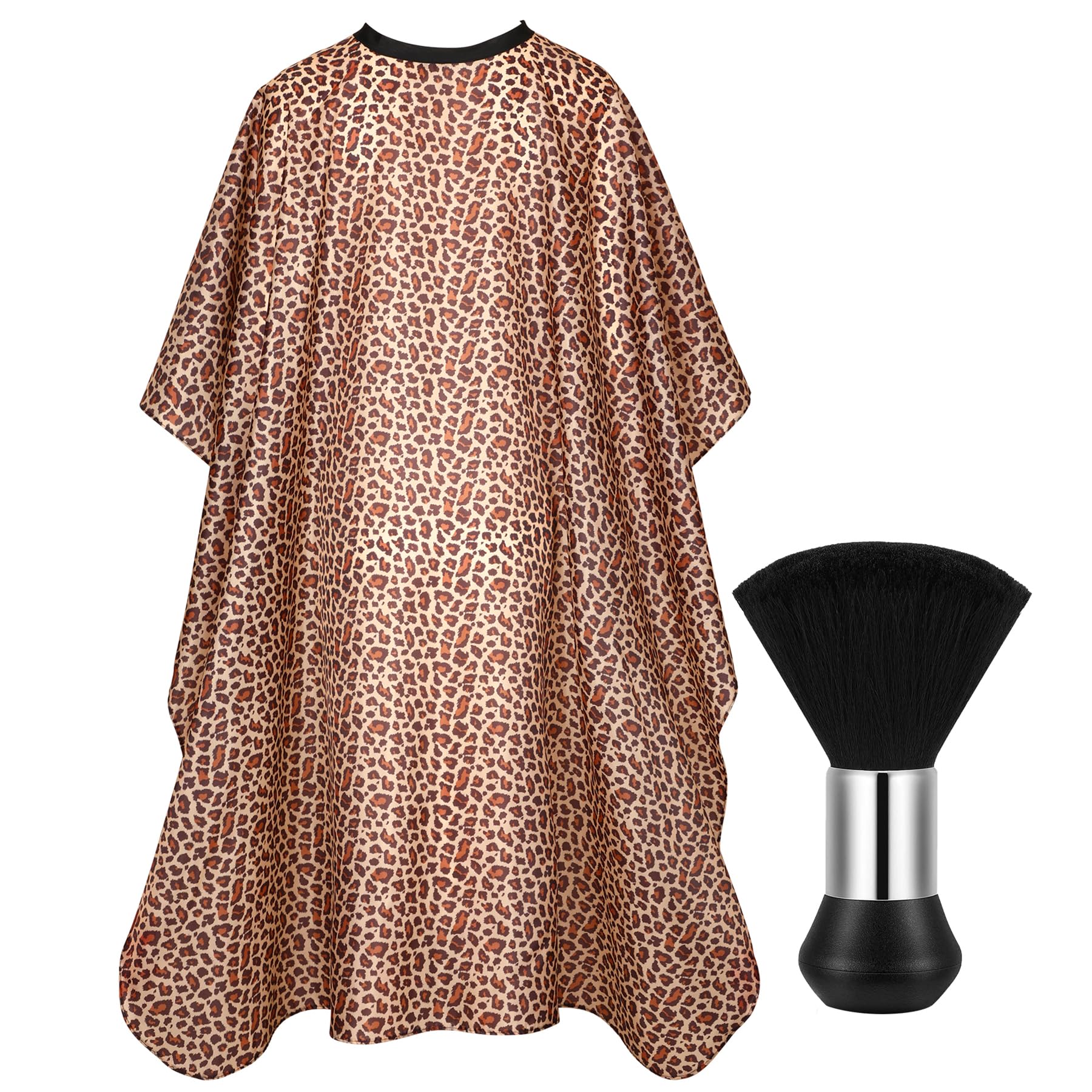 NOVWANG Hair Cutting Cape, Professional Hair Cutting Cape with Adjustable Snap Closures, Leopard Salon Barber Cape and Neck Duster Brush for Haircut Beard Hairdressing 46.8 Ć 56 Inch