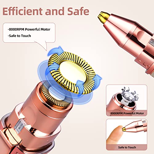 Women's Facial Eyebrow Trimmer, CkeyiN 2 in 1 USB Rechargeable Painless-Precision Eyebrow Remover Eyebrow Razor Tool with Built-in LED Light Facial Trimmer for Nose, Lips, Body