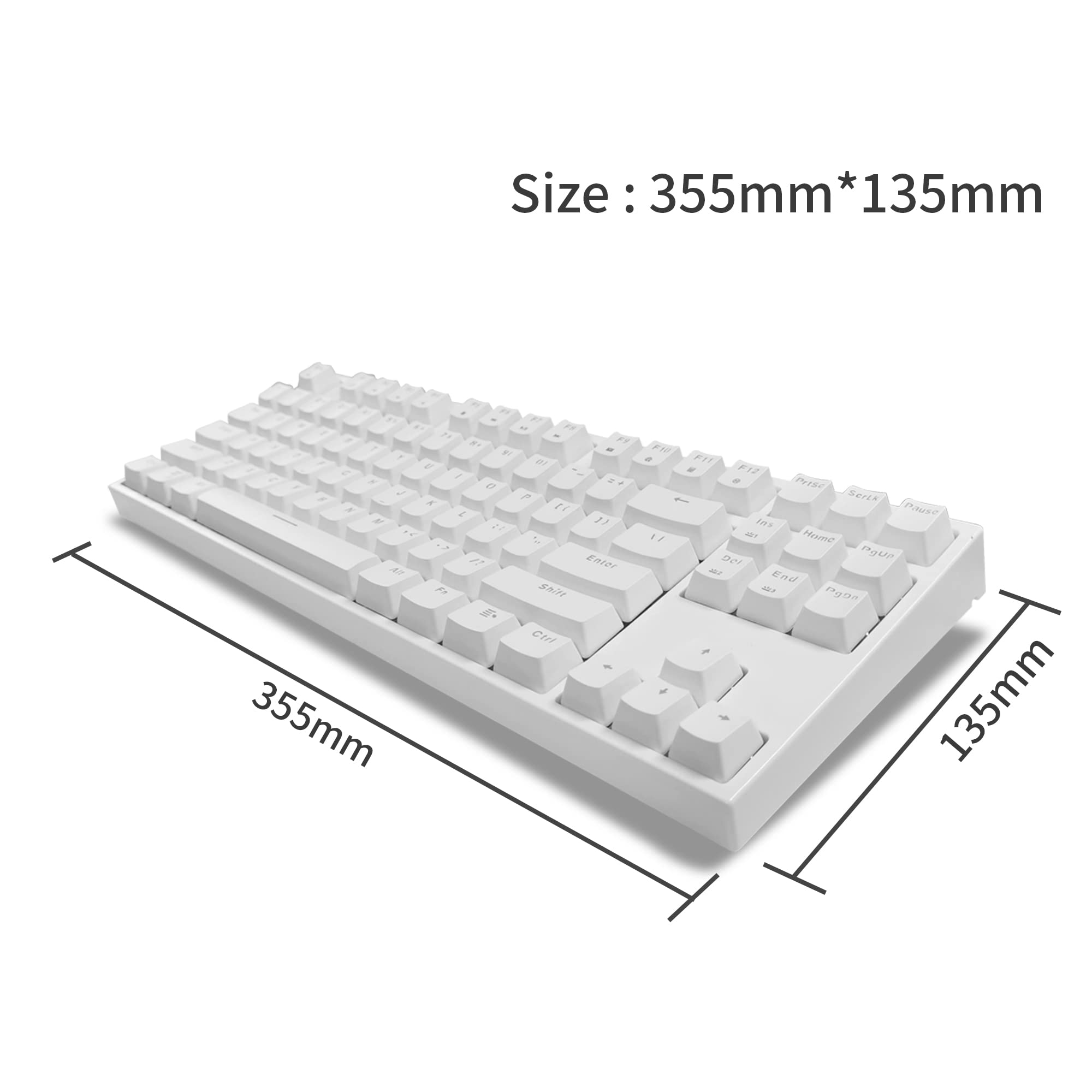 SUPUR NEWLING Wired Gaming Keyboard, RGB Backlit USB Rechargeable Ergonomic Design, TKL Mechanical Keyboard Red Switch Keyboards for Mac/Laptop Window 7/8/10 (White, 87 Keys)
