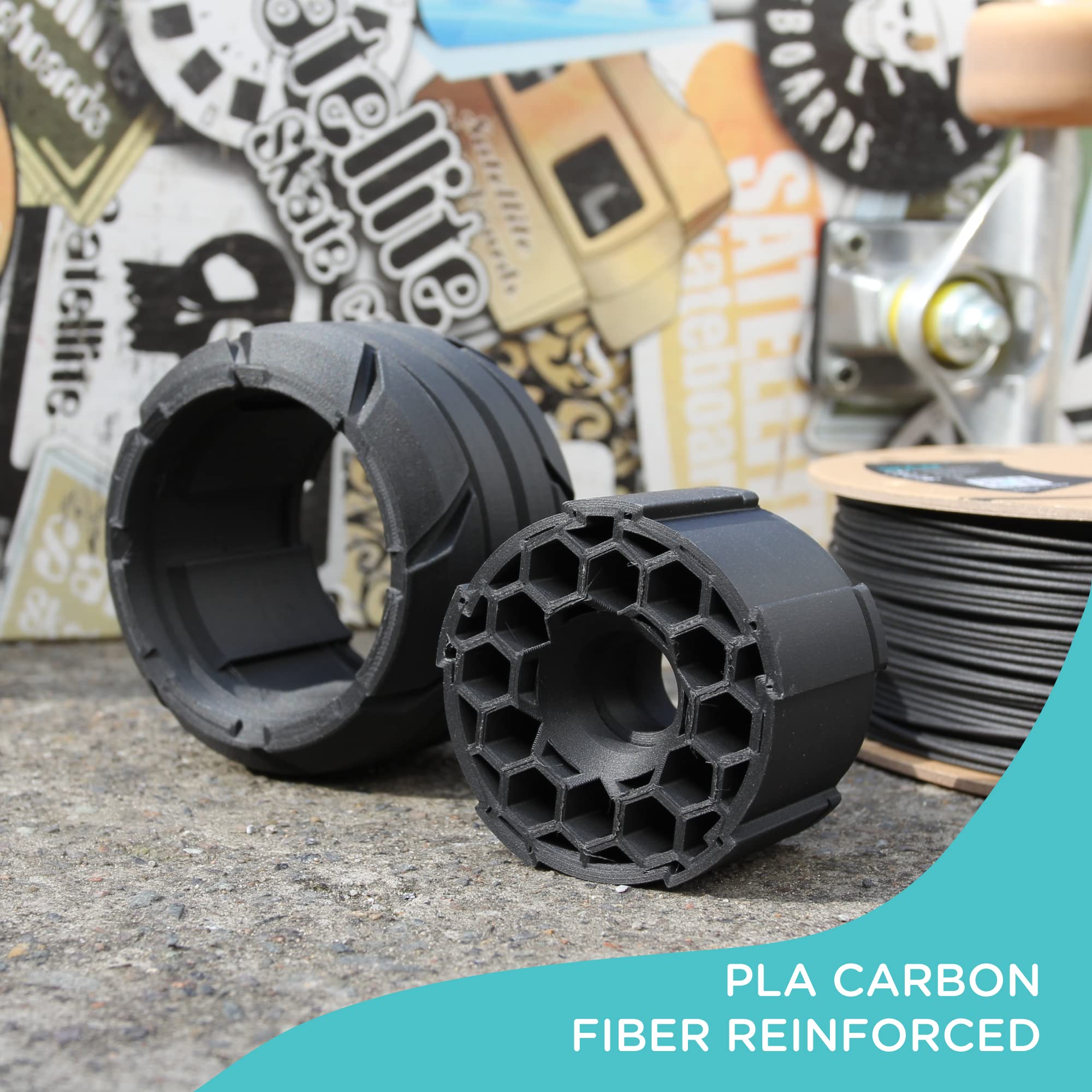 Polymaker Carbon Fiber PLA Filament 1.75mm, Carbon Fiber Reinforced PLA 3D Printer Filament Strong 1kg - PolyLite 1.75 PLA Carbon Fiber 3D Printer Filament Strong & Easy to Print & Matte PLA-CF