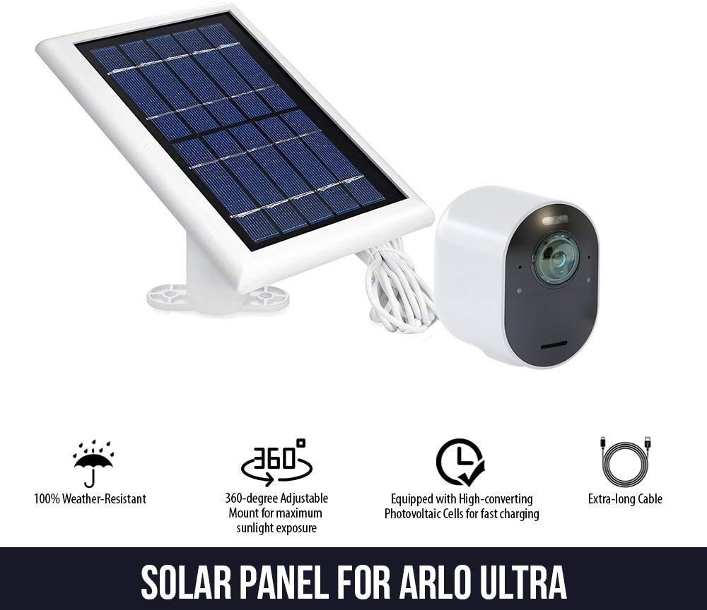 Wasserstein Bundle - Arlo 2-Pack White Solar Panel & 2-Pack 2-in-1 White Universal Gutter Mount Compatible with Arlo Ultra/Ultra 2, Arlo Pro 3/Pro 4, & Arlo Floodlight