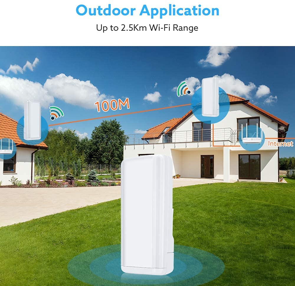 Wireless WiFi Bridge, UeeVii CPE881 5.8G Point-to-Point Access Outdoor CPE Kit Long Range Transmitter Supports 2.5KM Transmission Distance with 14 dBi High-Gain Antenna,2-Pack