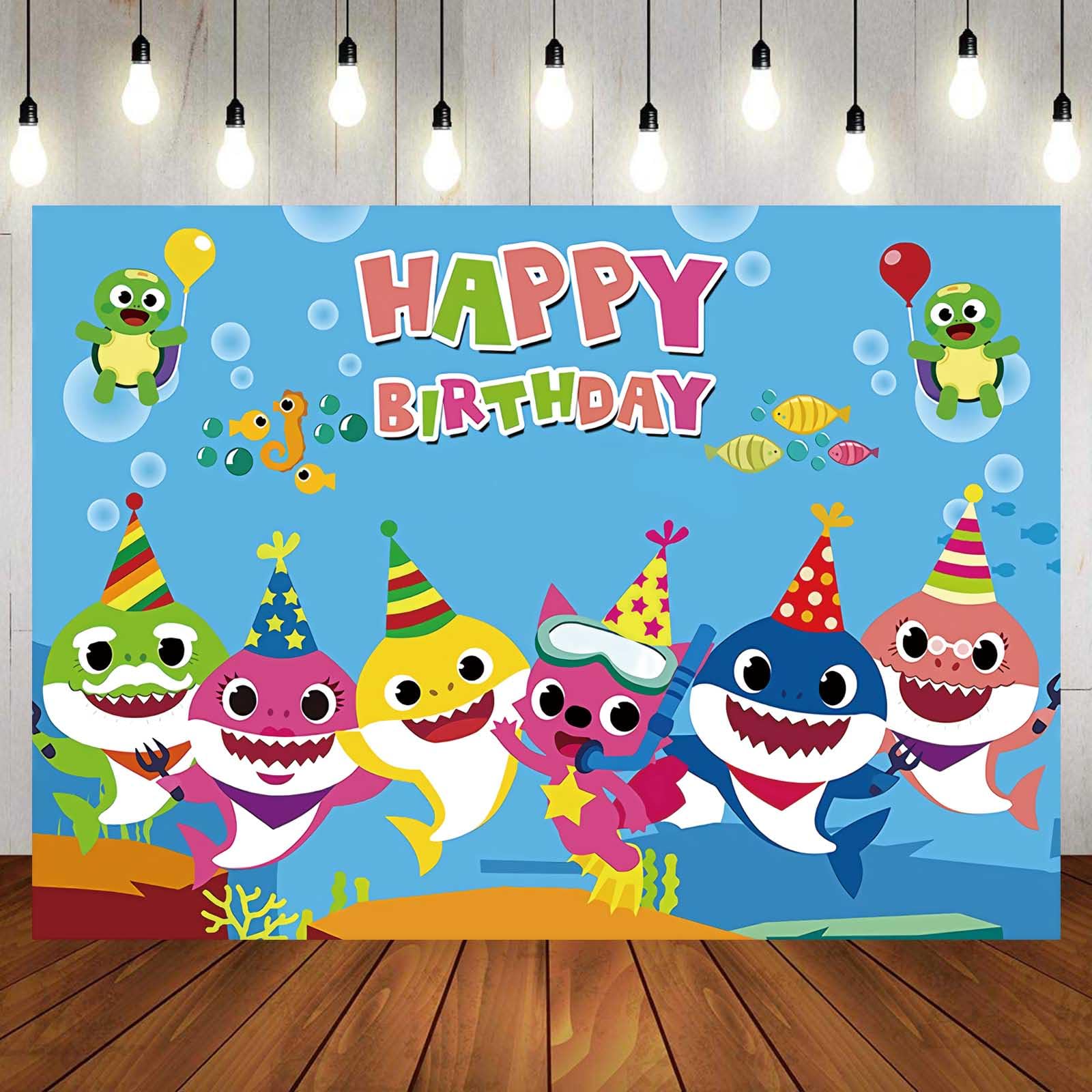 Shark Birthday Party Supplies and Decorations 7X5 FT Photo Backdrop for Boy Girl Baby Shower Kids Bedroom Wall Decor