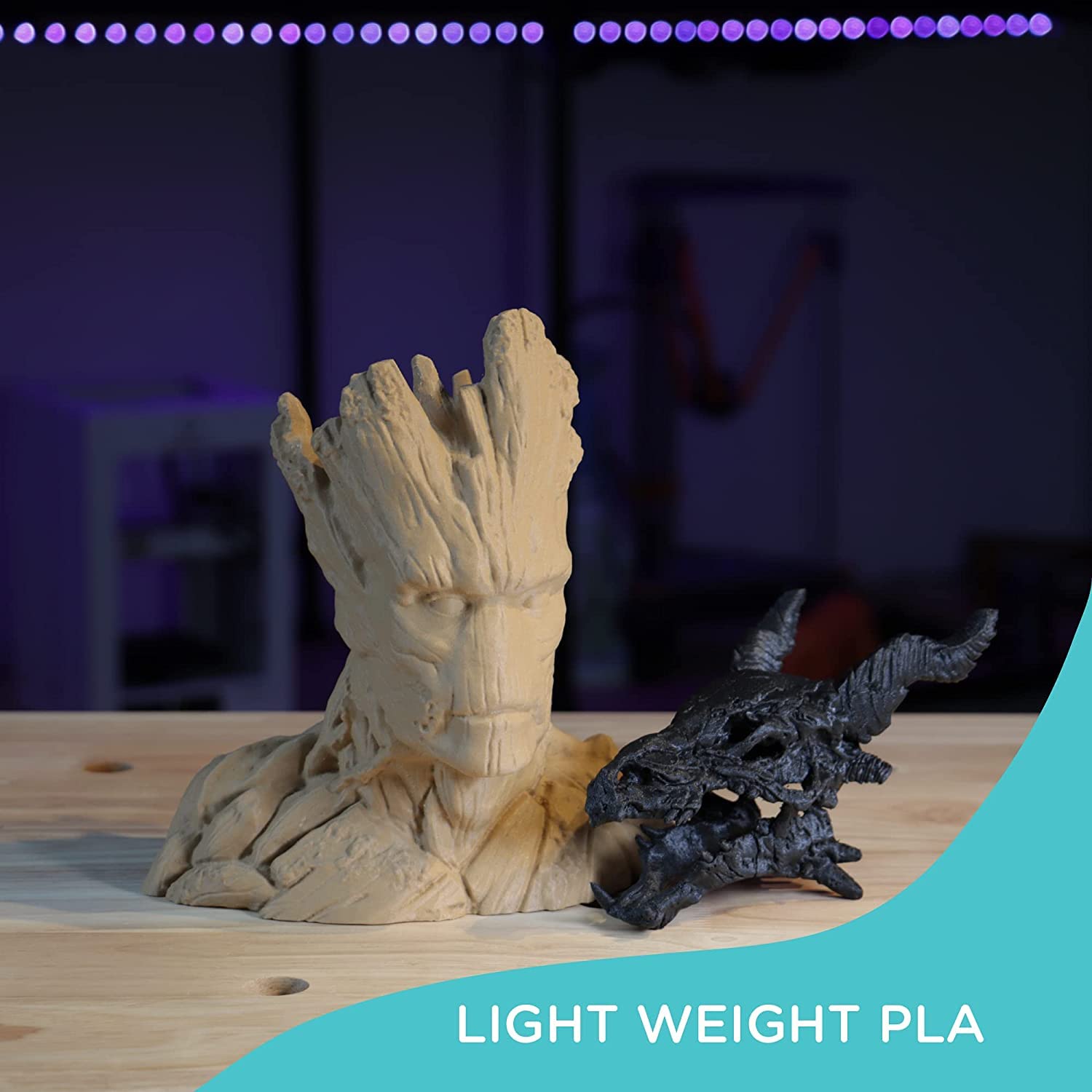 Polymaker LW PLA Filament 1.75mm Gray, Pre-Foamed PLA 800g Lightweight 3D Filament - PolyLite 3D Printer LW-PLA for Printing RC Plane, 190-210 °C Printing Temp. | High Rigidity | Easy to Paint