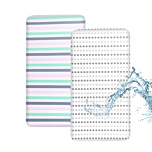 MOEMOE BABY Waterproof Crib Mattress Sheets 2 Pack Fitted Crib Sheets Toddler Bed Sheets Soft & Breathable Crib Mattress Cover Set for Baby Girls and boys