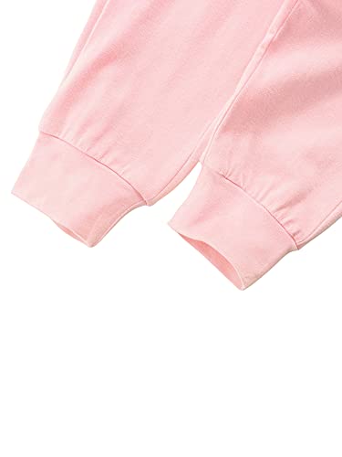 Inevnen Toddler Baby Girl Clothes Love Heart Leopard Sequin Pullover Top and Pants Set 2pcs Fall Winter Outfits (Pink, 5-6 Years)