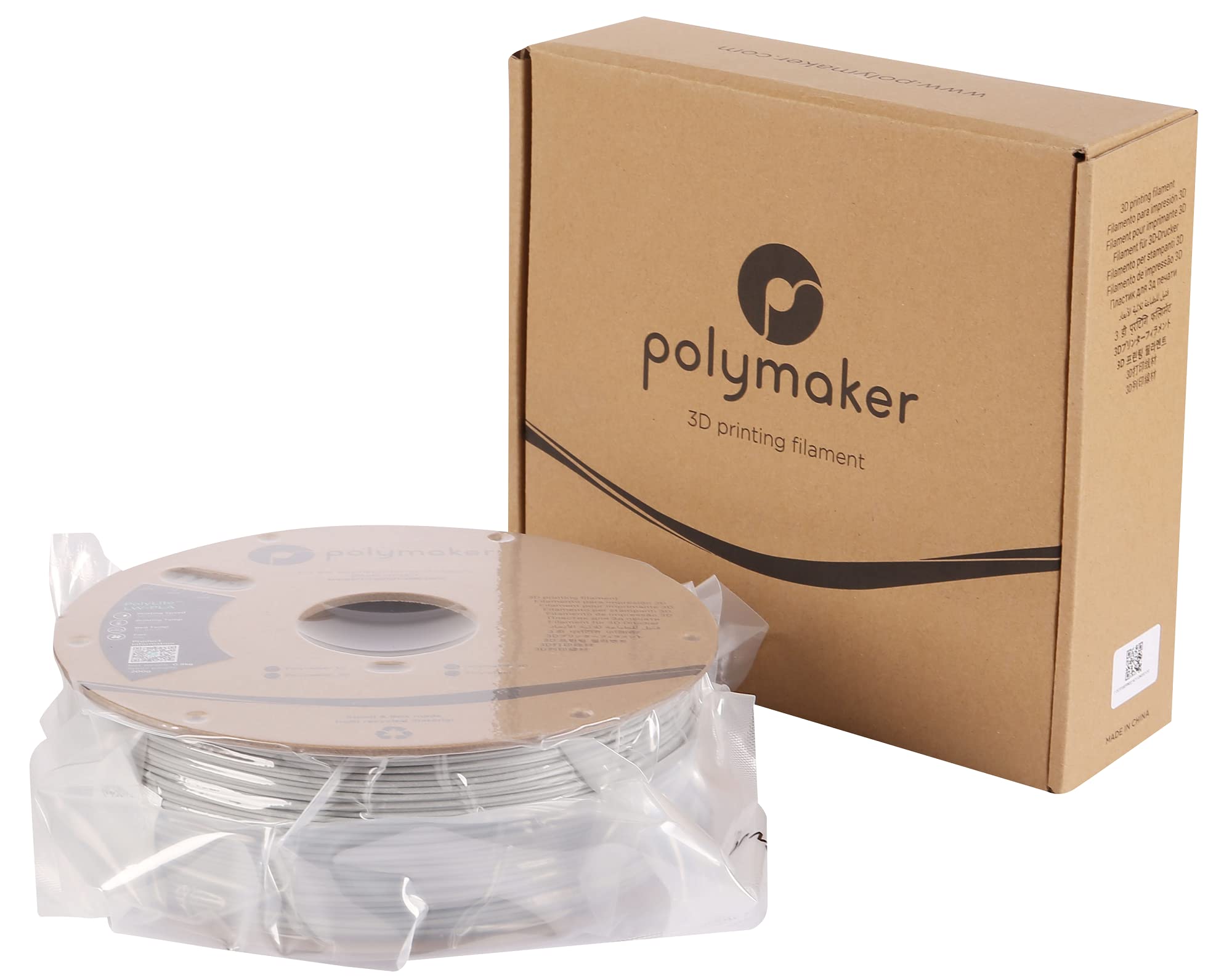 Polymaker LW PLA Filament 1.75mm Gray, Pre-Foamed PLA 800g Lightweight 3D Filament - PolyLite 3D Printer LW-PLA for Printing RC Plane, 190-210 °C Printing Temp. | High Rigidity | Easy to Paint
