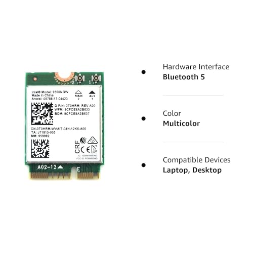 9560NGW R Wireless-AC 9560 PCI-Express M.2 2230 802.11ac WLAN Bluetooth 5.1 WiFi Card VHXRR 0VHXRR CN-0VHXRR Compatible Replacement Spare Part for Intel Compatible and Laptop Systems