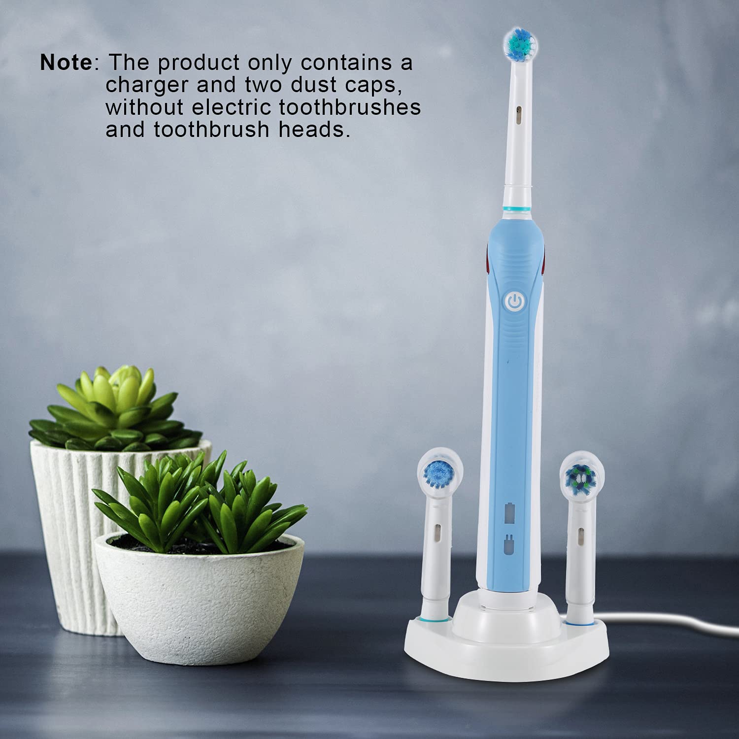 Toothbrush Charger for Oral B, POEXUJING Portable Inductive Electric Toothbrush Charger for Model 3757 with 2 Toothbrush Head Holders and 2 Dust Caps, Charging Base Power Cord for Travel Replacement