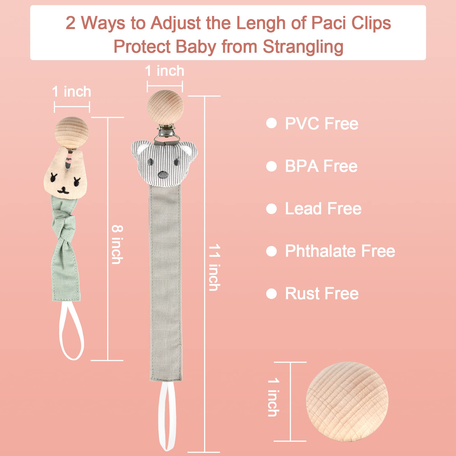 Pacifier Clips - 5 Pack Paci Holder Baby Boys Girls - Teething Beads Soothie Binky Clips Teether Toys - Best Gift Idea for Toddlers