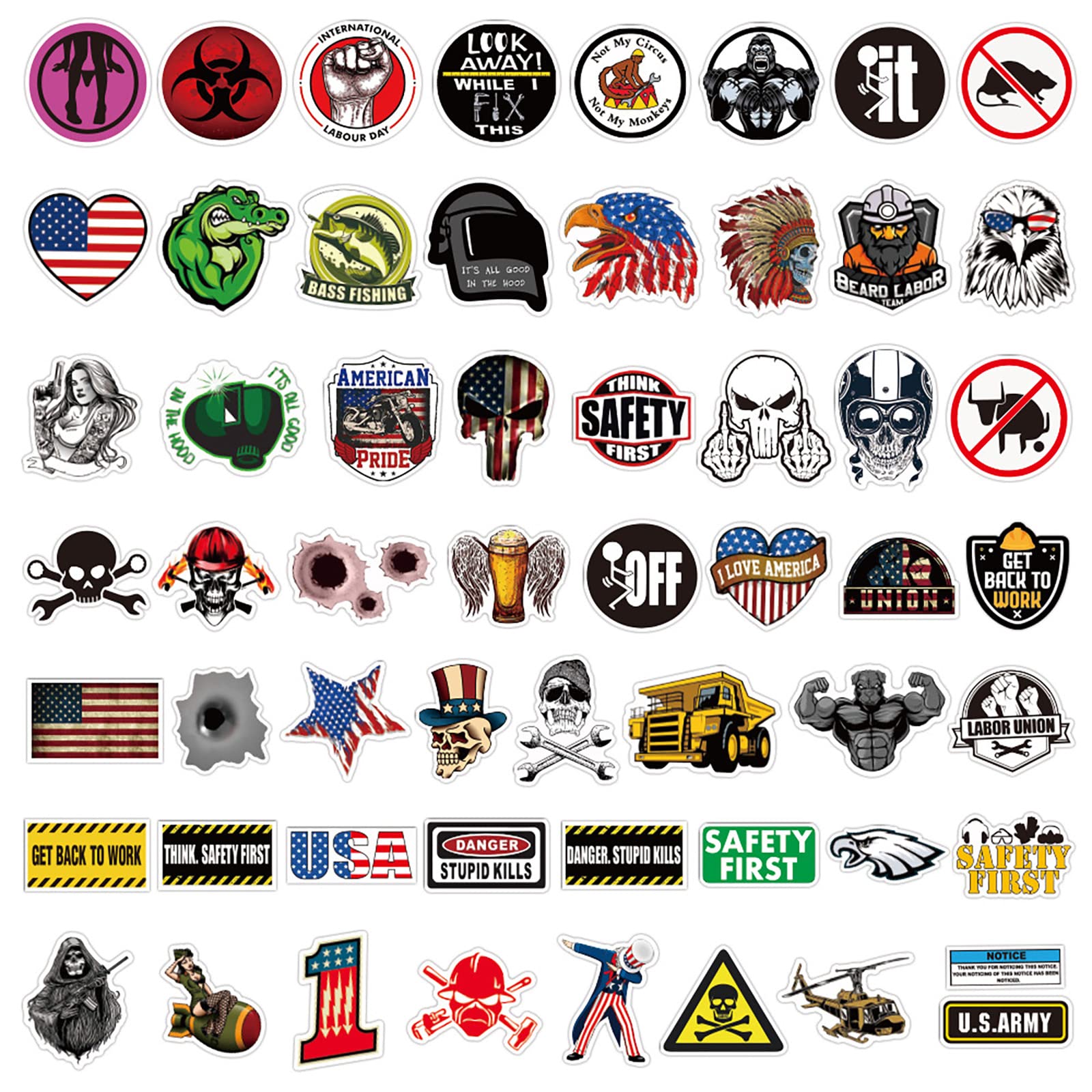 Hard Hat Stickers, 105 PCS Funny Sticker, Waterproof Cooler Stickers for Helmet, Tool Box, Thermos, Suitcase, Laptop, etc