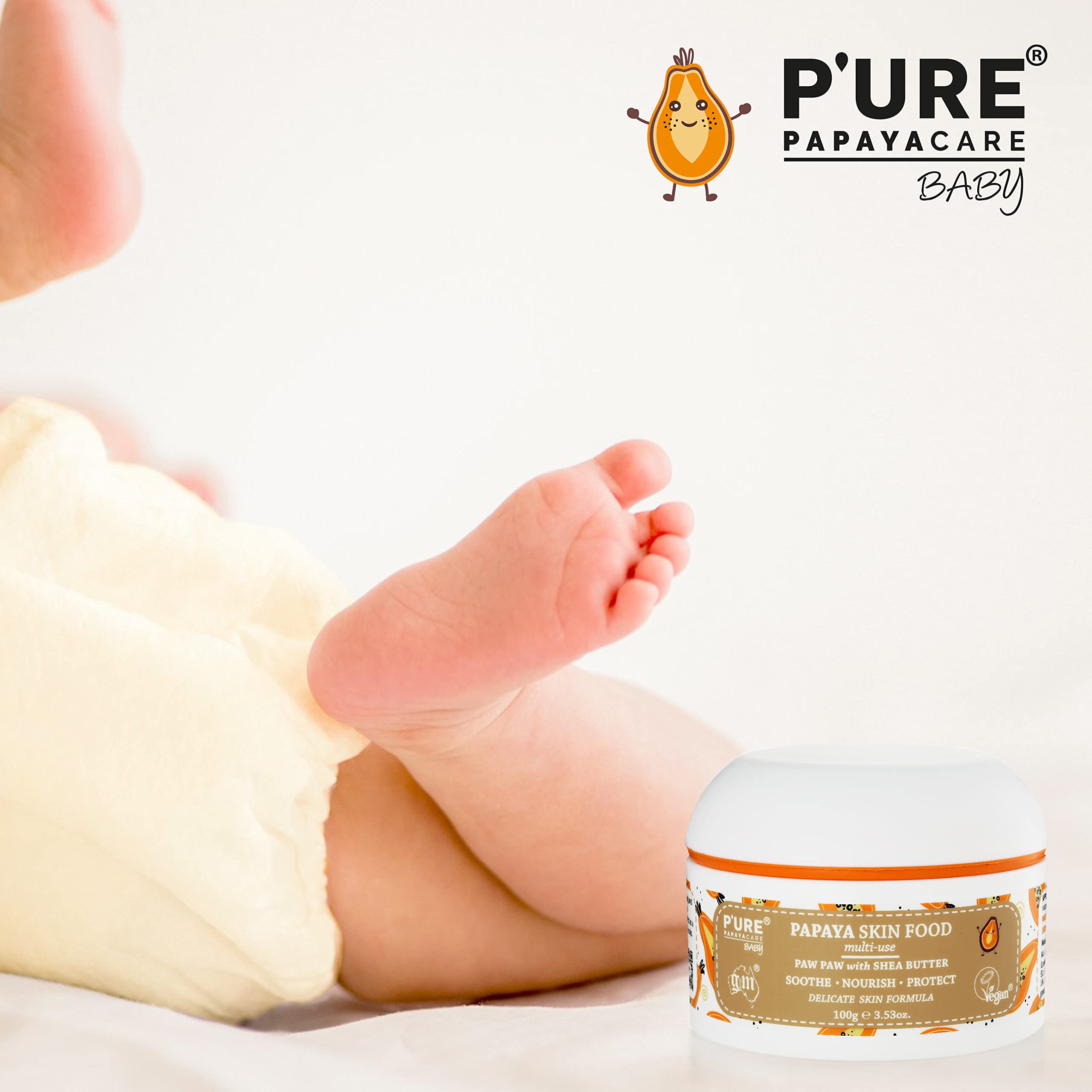 P'URE PAPAYACARE Papaya Baby Skin Food, 3.53 Ounces