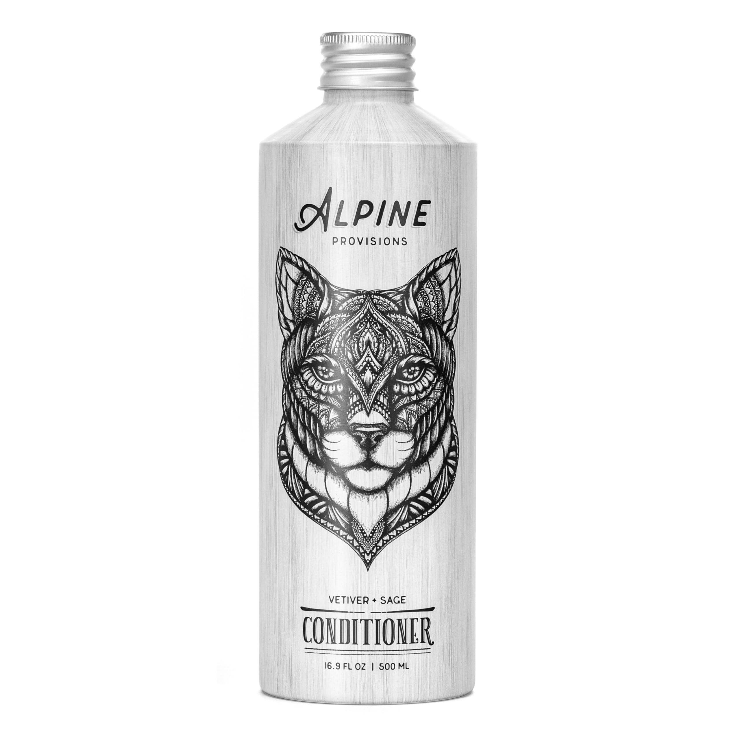 Alpine Provisions Vetiver & Sage Conditioner - Naturally Moisturize, Repair, & Strengthen with Essential Oils, Sunflower oil & Aloe Vera, Vegan, Sulfate - Plant-Based Hair Care - 16.9 FL Oz
