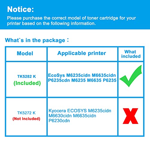 LCL Compatible Toner Cartridge Replacement for Kyocera TK5282 TK-5282 TK5282K TK-5282K 1T02TW0US0 M6235cidn M6635cidn P6235cdn M6235 M6635 P6235 (2-Pack Black)