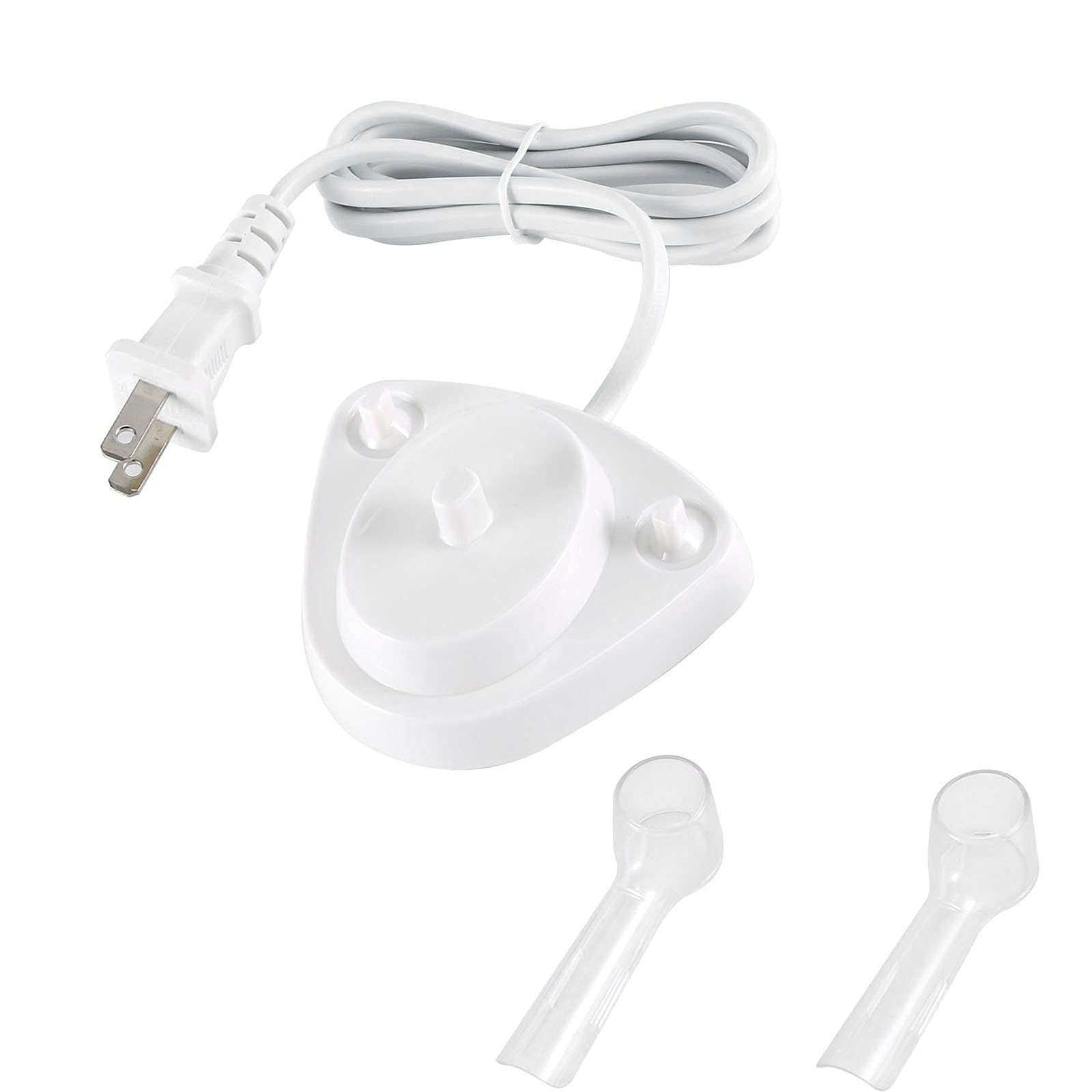 Toothbrush Charger for Oral B, POEXUJING Portable Inductive Electric Toothbrush Charger for Model 3757 with 2 Toothbrush Head Holders and 2 Dust Caps, Charging Base Power Cord for Travel Replacement