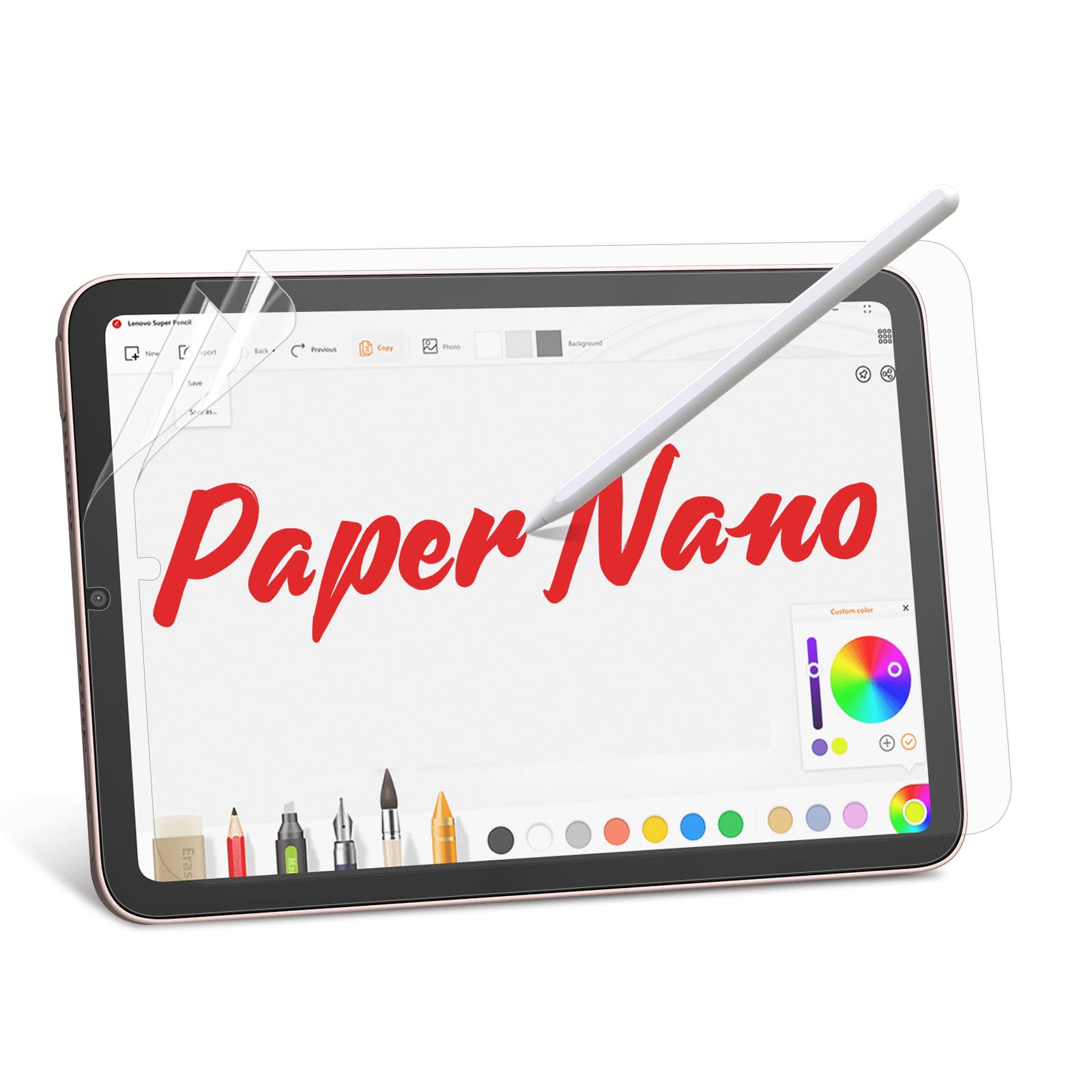 bersem 2 Pack Paperfeel Screen Protector Compatible with iPad Mini 7 2024(A17 Pro)/iPad Mini 6 2021(8.3 inch), Matte PET Film for Drawing, Anti-Glare