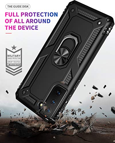 Military Grade Drop Impact for Samsung Galaxy S21 Plus Case Galaxy S21 Plus 5G Case 360 Metal Rotating Ring Kickstand Holder Armor Heavy Duty Shockproof Case for Galaxy S21 Plus Phone Case (Black)