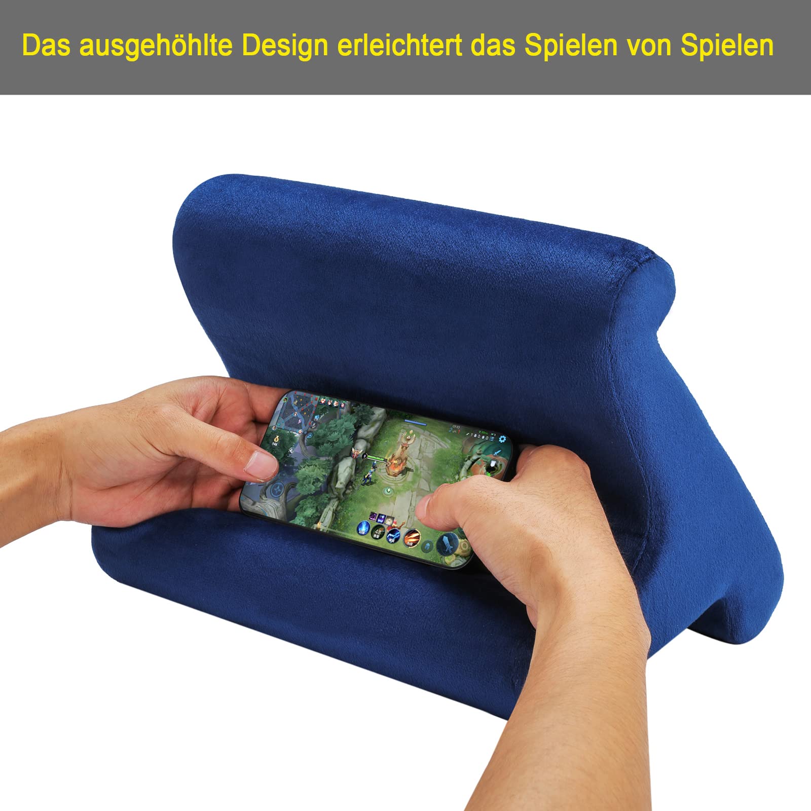 Tablet Pillow Stand Tablet Stand Tablet Holder Dock for Bed with 3 Viewing Angles , Compatible with all tablets ,Phones and iPad Pro 9.7, 10.5,12.9 Air Mini 4 3, Kindle, E-Reader and books(Navy)