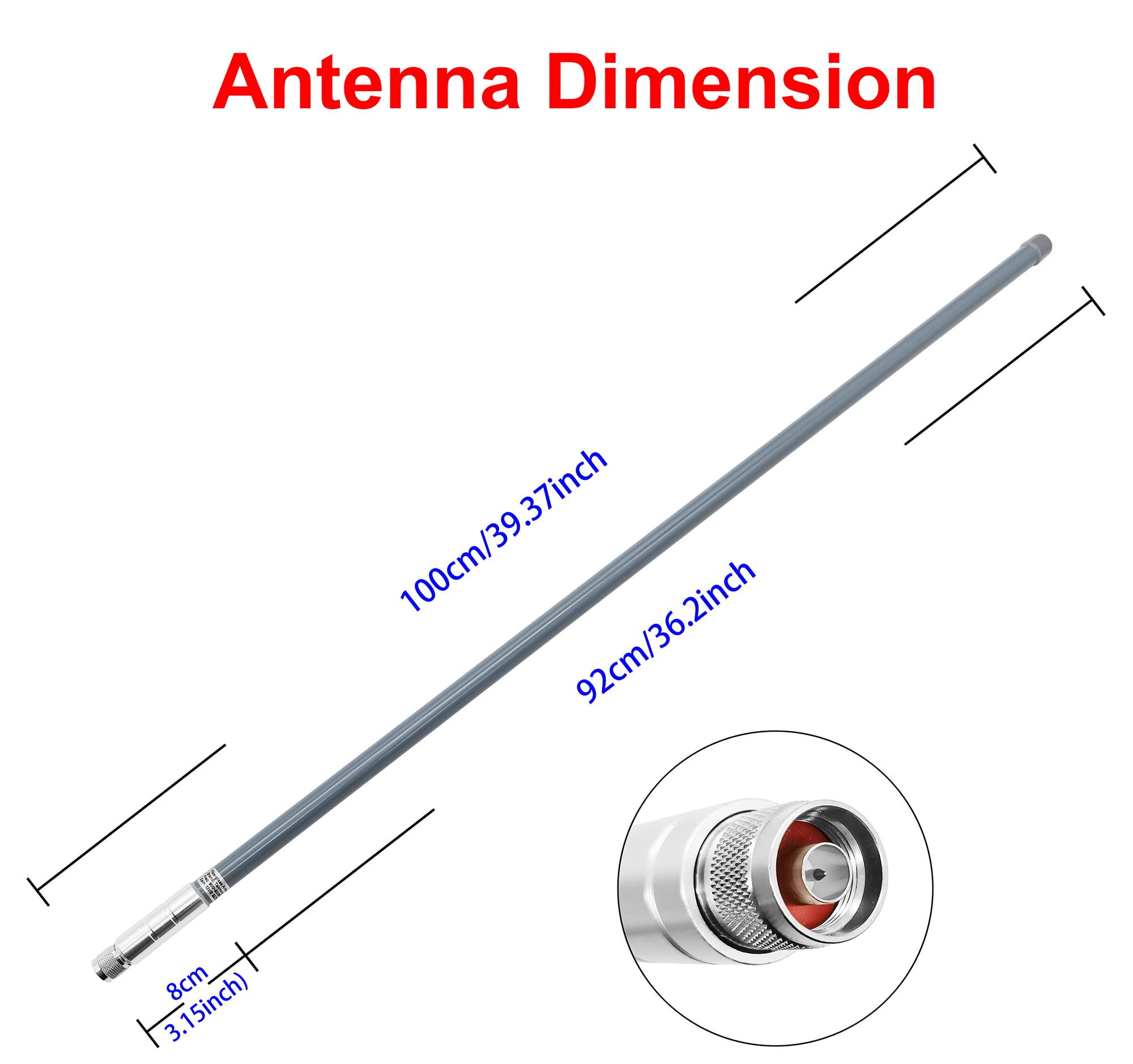 LoRa Antenna 12dBi for RAK HNT Bobcat Helium Hotspot Miner + 20ft N-Female to SMA-Male Extension Cable