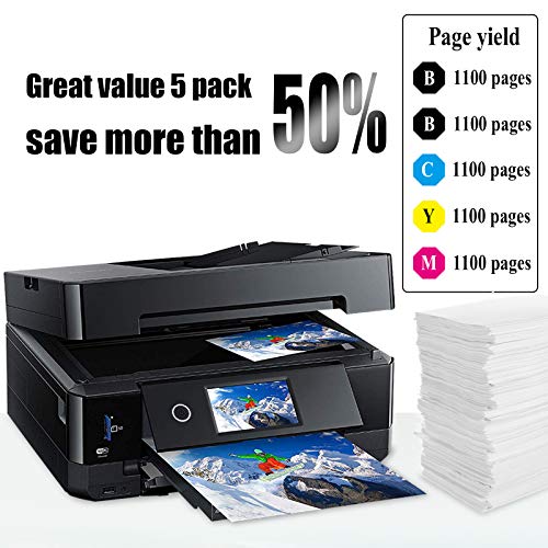 NoahArk 5 Packs 812XL Remanufactured Ink Cartridge Replacement for Epson 812 812XL T812 T812XL High Yield Ink for Workforce Pro WF-7820 WF-7840 EC-C7000(A3) Printer (Black Cyan Magenta Yellow, 5-Pack)