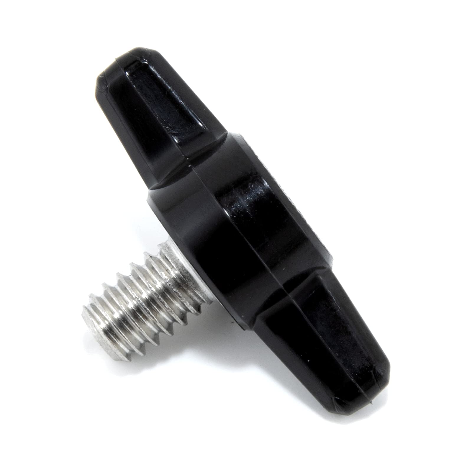 1/4"-20 x 3/8" Thumb Screw Stainless Steel - Black Tee Wing Plastic Knob - Standard/Coarse Thread Thumbscrew - Length: 0.375" - Proudly Built in USA - Package of (4)