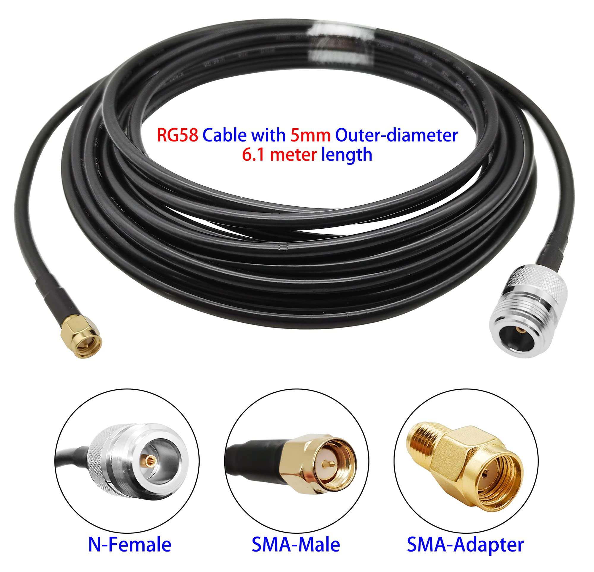 LoRa Antenna 12dBi for RAK HNT Bobcat Helium Hotspot Miner + 20ft N-Female to SMA-Male Extension Cable