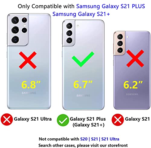 Military Grade Drop Impact for Samsung Galaxy S21 Plus Case Galaxy S21 Plus 5G Case 360 Metal Rotating Ring Kickstand Holder Armor Heavy Duty Shockproof Case for Galaxy S21 Plus Phone Case (Black)