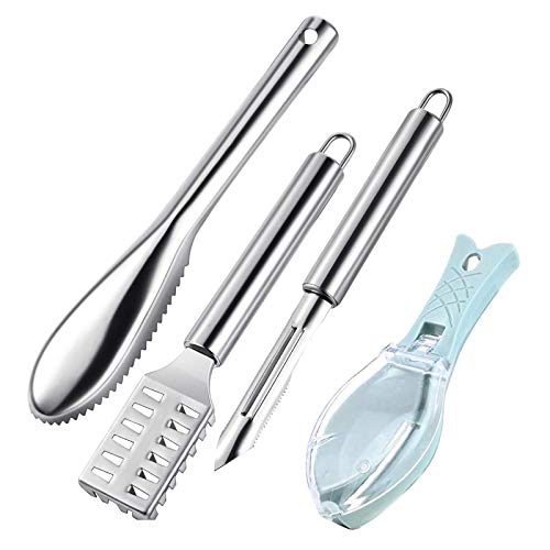4 Pieces Fish Scaler,fish scale remover,fish peeler,fish cleaningTool for Fish Scales Removing Peeling