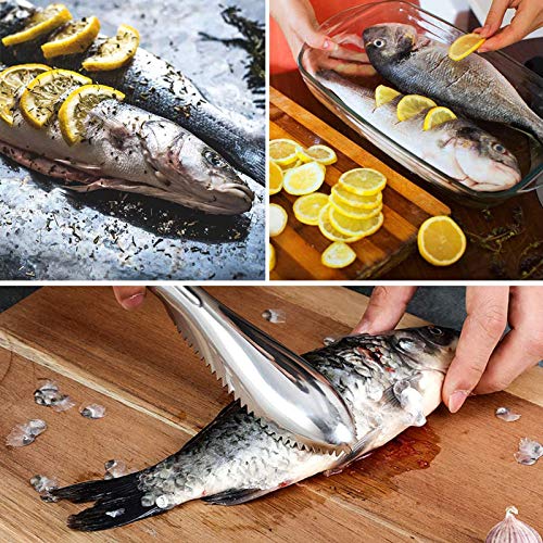 4 Pieces Fish Scaler,fish scale remover,fish peeler,fish cleaningTool for Fish Scales Removing Peeling