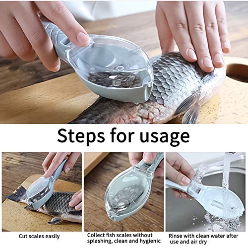 4 Pieces Fish Scaler,fish scale remover,fish peeler,fish cleaningTool for Fish Scales Removing Peeling