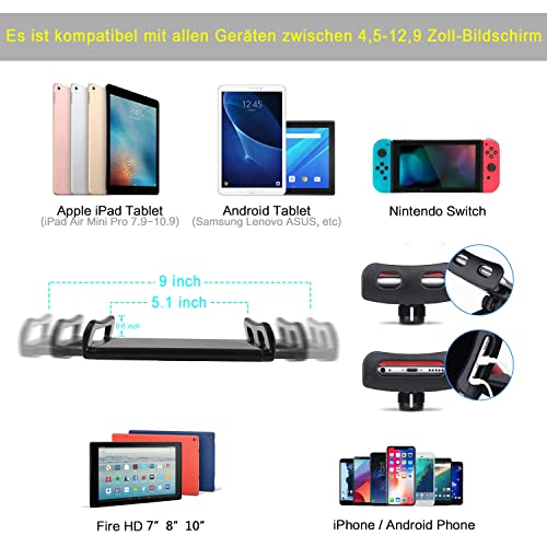 Tablet Stand for Bed, Adjustable and Foldable Tablet Stand Holder with 360 Degree Rotation for iPhone iPad Cellphone Tablet Kindle Fire, or Other 4.7-12.9 inch-Screen Devices (Black)(Extended Arm)