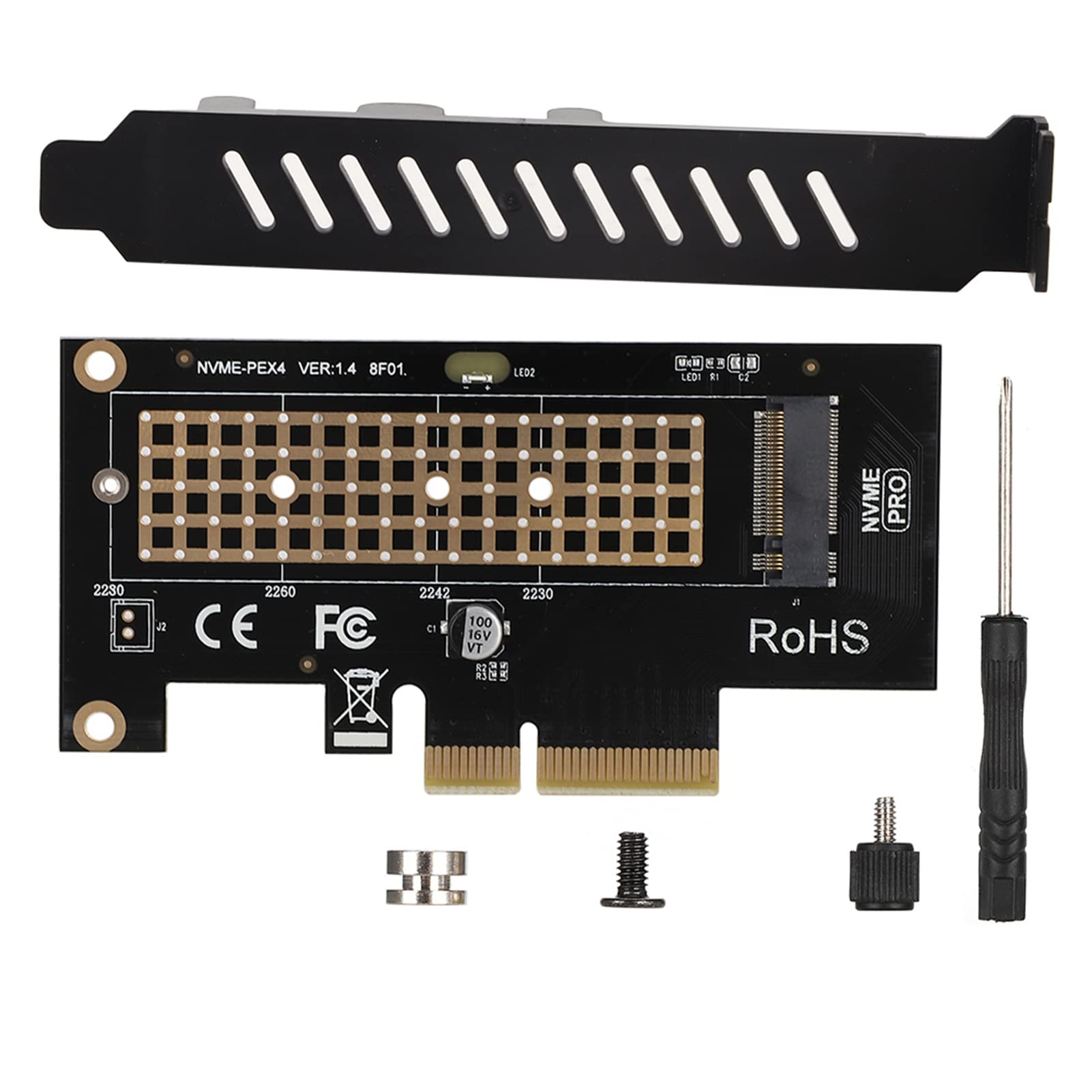 PCIe NVMe Adapter, M.2 NVMe (M Key) SSD to PCI-Express 3.0 GEN3 X4, Support M.2 NVMe 2230 2242 2260 2280 SSD, High Speed 40Gbps