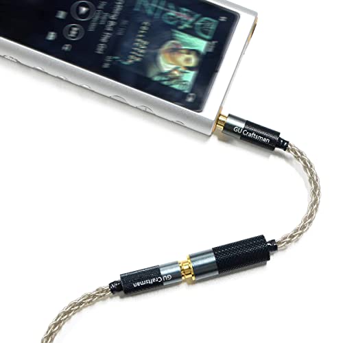 GUCraftsman 3.5mm Stereo Male to 4.4mm Balanced Female Portable Headphone Adapter Cable 6N Single Crystal Silver Headphone Jack Convert Cable for Audio Players with 3.5mm Ports