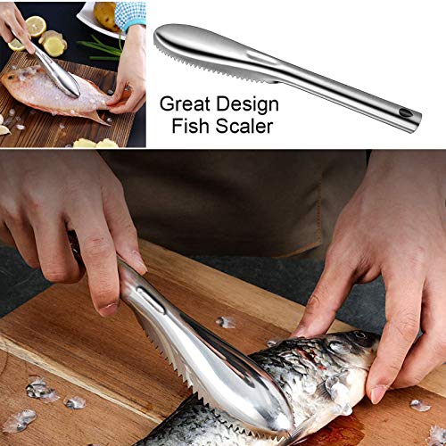 4 Pieces Fish Scaler,fish scale remover,fish peeler,fish cleaningTool for Fish Scales Removing Peeling