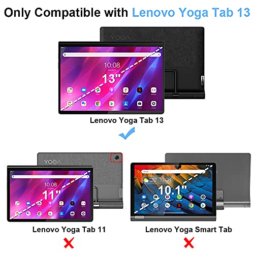 Fintie Hybrid Folio Case for Lenovo Yoga Tab 13 2021, Shockproof Cover with Clear Transparent Back Shell for Lenovo Yoga Tab 13" Tablet (YT-K606F), Black