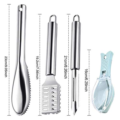 4 Pieces Fish Scaler,fish scale remover,fish peeler,fish cleaningTool for Fish Scales Removing Peeling