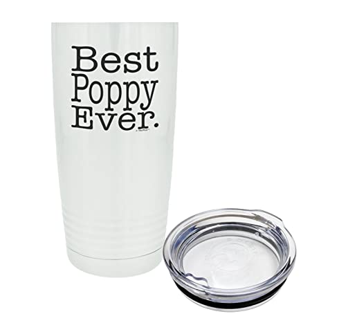 ThisWear Travel Mug For Best Poppy Ever 20oz. Stainless Steel Insulated Travel Mug With Lid White