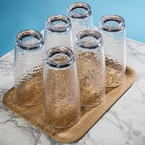 Kurala Unbreakable Plastic Tumbler Cups, Set of 6, Large Water Tumbler Set, 25 oz Highball Drinking Glasses (Clear)